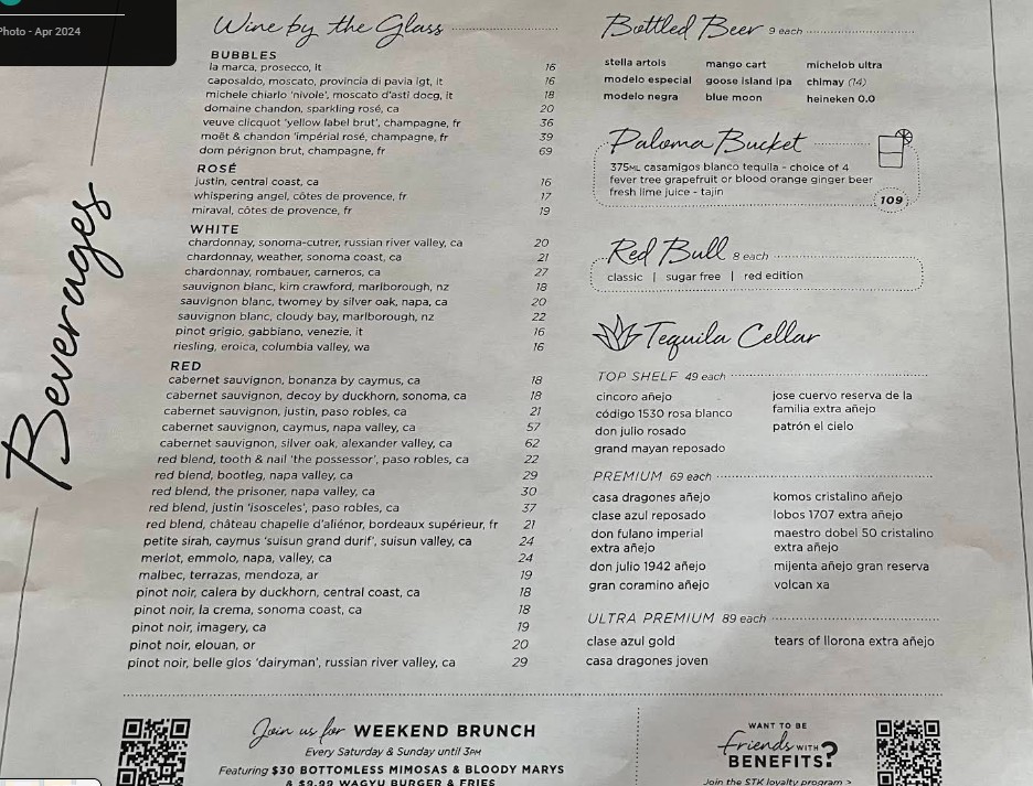 Discover the STK Steakhouse menu in Chicago | Prime steaks and seafood ...