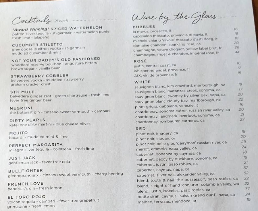 Discover the STK Steakhouse menu in Chicago | Prime steaks and seafood ...